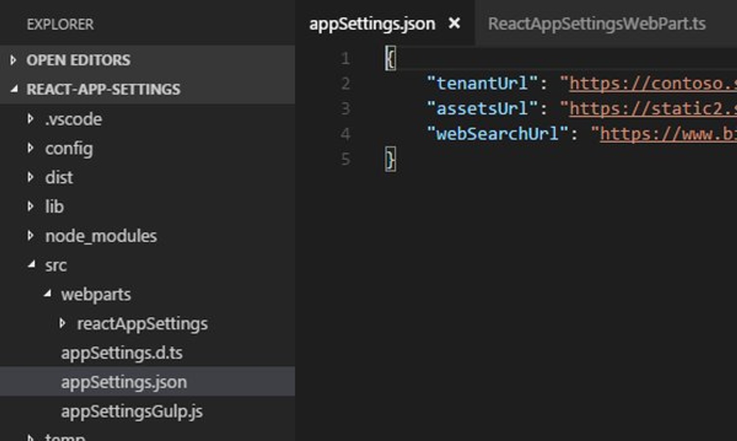 SharePoint Framework app settings