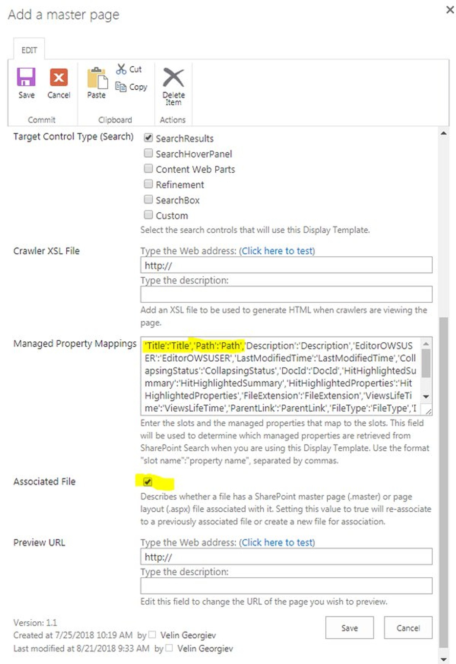 Create custom Display Templates in classic SharePoint Search site
